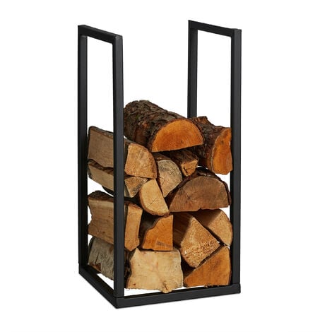Relaxdays Firewood Rack, Fireplace Companion, Wood Stacking for Indoors ...