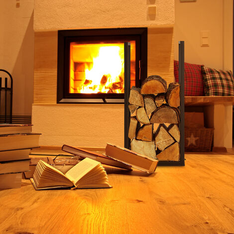 Relaxdays Firewood Rack, Fireplace Companion, Wood Stacking for Indoors ...
