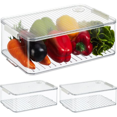 Relaxdays Fridge Organiser, Set of 3, Refrigerator Inserts, Lid & Date ...