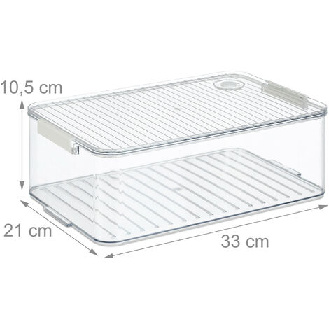 Relaxdays Fridge Organiser, Set of 3, Refrigerator Inserts, Lid & Date ...
