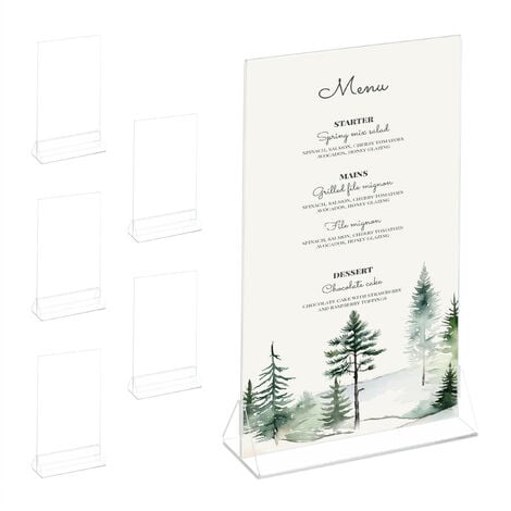 Relaxdays Table Stand, Set of 6, DIN A5, Wedding, for Menu Cards ...