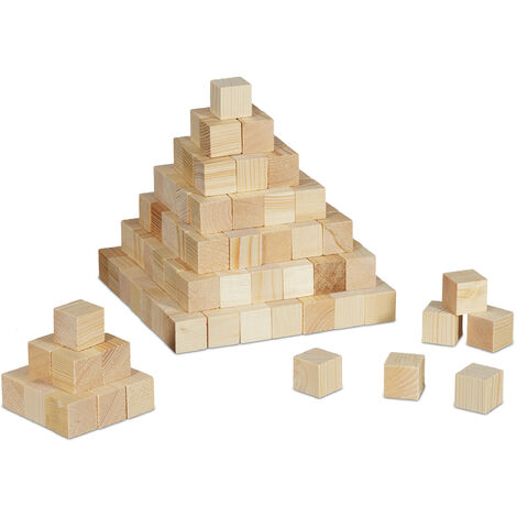 Relaxdays Wooden Cubes Set of 160, for Arts and Crafts, Wooden Blocks ...