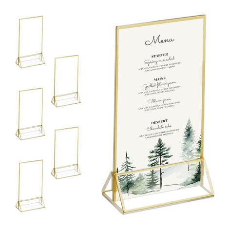 Relaxdays Table Stand, Set of 6, DIN A6, Wedding, for Menu Cards ...