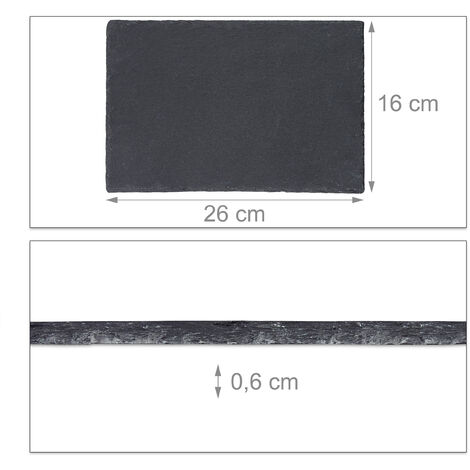 Relaxdays Set of 4 Slate Platter, Rectangular Serving Plate, 26 x 16 cm ...
