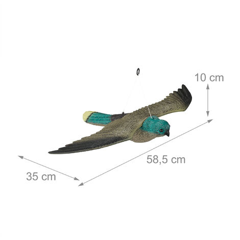 Relaxdays Pigeon Repellent, Flying Falcon Dummy, Bird Scare, Hanging ...