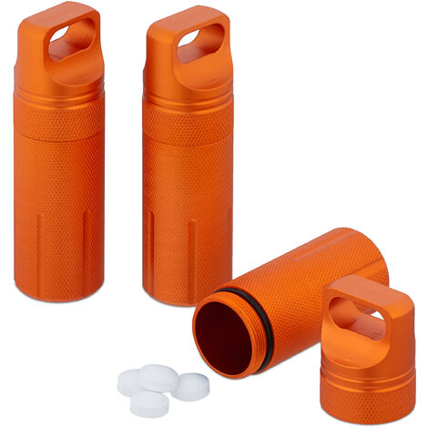 Relaxdays Set of 3 Waterproof Capsule, Pillbox Keychain, for On-the-Go ...