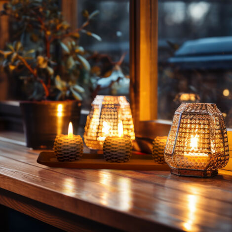 Relaxdays Candle Tray, Candle Set with 3 Tea Light Holders & Sand, for ...