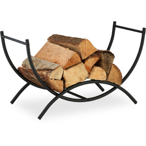 Relaxdays Firewood Basket, Fireplace Storage for Wood, Curved, HxWxD ...