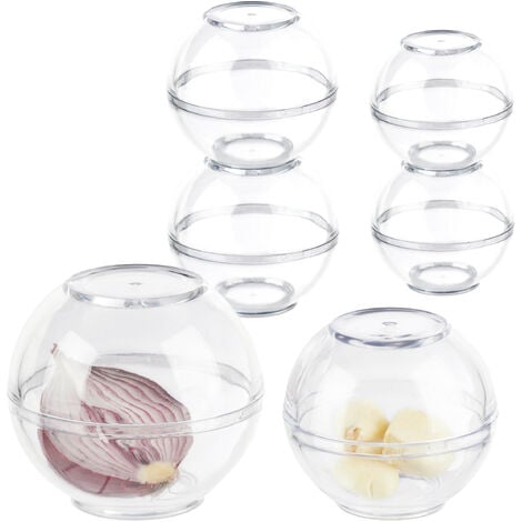 Relaxdays Set of 6, Food Storage Balls, 2 Sizes, Freshness Containers ...