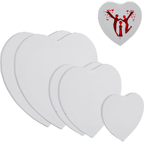 Relaxdays Canvas, Heart-shaped, Set of 6, 3 Different Sizes ...