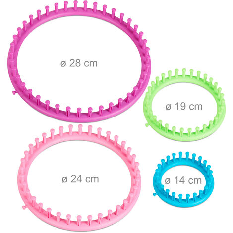 Relaxdays Knitting Loom Set, 4 Frames, Round Rings, Children & Adults ...