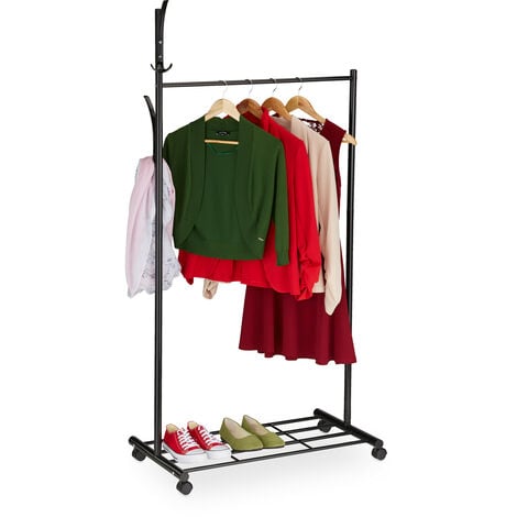 Relaxdays Clothes Rail, Mobile on Wheels with Brake, Coat Rack, HxWxD ...