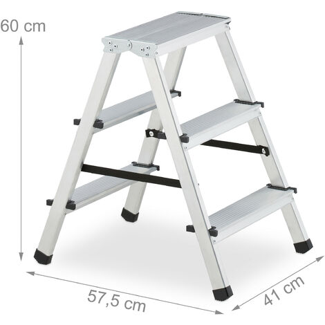 Relaxdays Foldable Step Ladder, Aluminium, Load upto 125 kg, Foldup ...