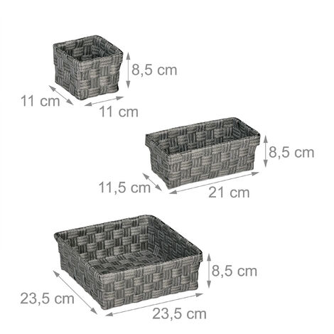 Relaxdays Storage Basket, Set of 4, Baskets in 3 Sizes, Woven, Plastic ...