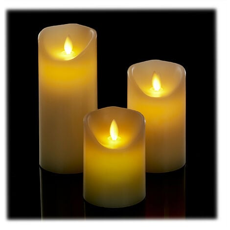 Relaxdays LED Candles, Set of 3, with Timer Function & Flickering Flame ...