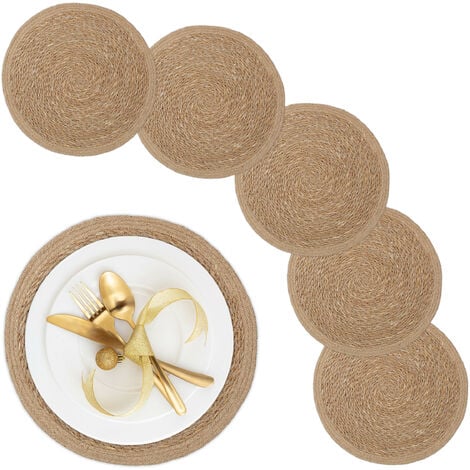 Relaxdays Place Mat Set, 6x Coaster, Tableware, Decor Table Protector ...