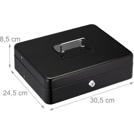 Relaxdays Cash Box Lockable, Coin Insert & 4 Note Compartments, Money ...