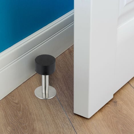 Relaxdays 2x Door Stoppers, Self-Adhesive or for Screwing, Stainless ...