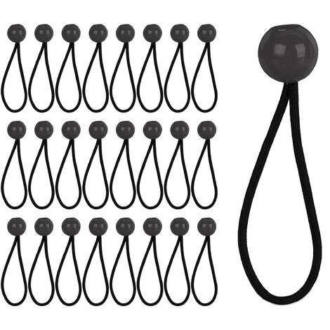 Relaxdays Tensioning Rubber with Ball, Set of 25, Tarpaulin Tensioner ...