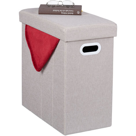 Relaxdays Storage Stool, Cushioned Ottoman, Foldable Seating Box ...