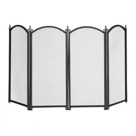 Relaxdays Fireguard, 4-piece Set, Spark Protection Grille, Protect ...