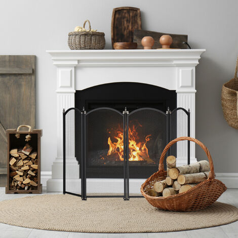 Relaxdays Fireguard, 4-piece Set, Spark Protection Grille, Protect ...