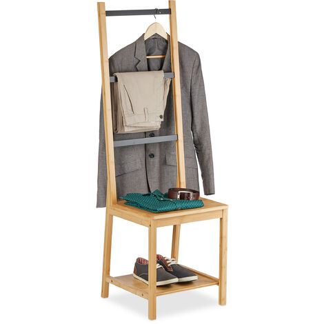 Relaxdays Valet Chair, Clothes Stand, No Wrinkles, Bamboo, Shirt Hanger ...