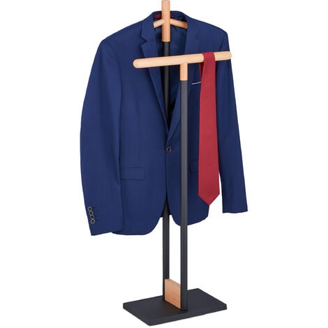 Relaxdays Valet Stand, for Shirts & Pants, Wood & Steel, Freestanding ...