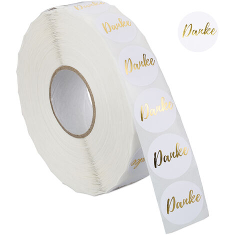 Relaxdays Sticker Roll, 2500 Set, Danke, German Self-adhesive Labels ...