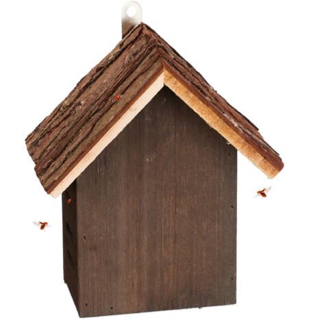 Relaxdays Ladybird House, Wood, HxWxD: 23 x 19 x 12.5 cm, Weatherproof ...