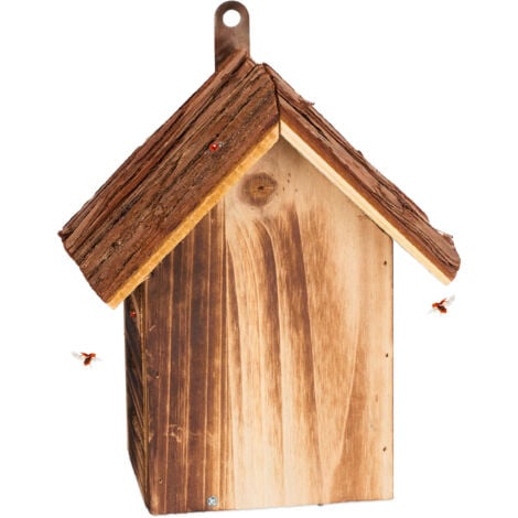 Relaxdays Ladybird House, Wood, HxWxD: 22 x 18 x 12 cm, Weatherproof ...