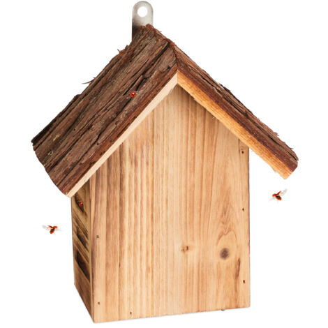 Relaxdays Ladybird House, Wood, HxWxD: 23 x 19 x 12.5 cm, Weatherproof ...