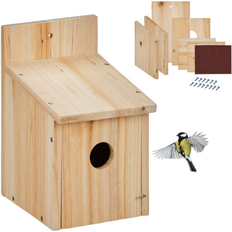 Relaxdays Nesting Box Kit, for Birds, 35 mm Entrance, HWD: 23 x 14 x 18 ...