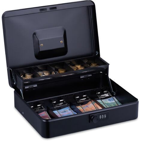 Relaxdays cash box, 3-digit combination, coin insert & 4 note ...