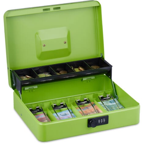 Relaxdays cash box, 3-digit combination, coin insert & 4 note ...