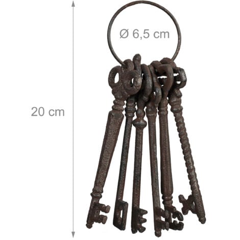 Relaxdays Decorative Key Ring, Antique, 6 Keys, Nostalgic Garden ...