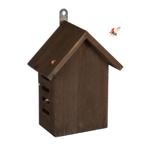 Relaxdays Ladybird House, Untreated Fir Wood, HxWxD: 22 x 17 x 10 cm ...