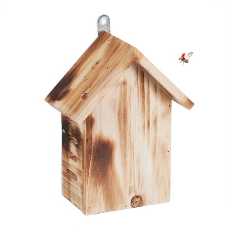 Relaxdays Ladybird House, Untreated Fir Wood, HxWxD: 22 x 17 x 10 cm ...