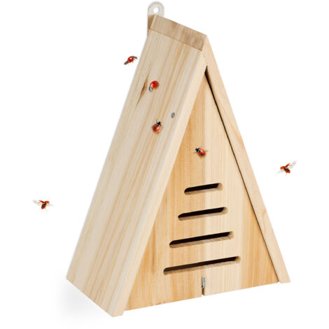 Relaxdays Ladybird House, Wood, Weatherproof, to Hang Up, Hibernation ...