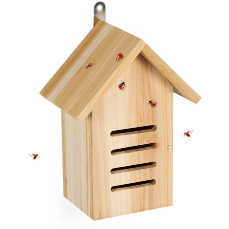 Relaxdays Ladybird House, Wood, HWD: 25 x 18.5 x 12 cm, Weatherproof ...