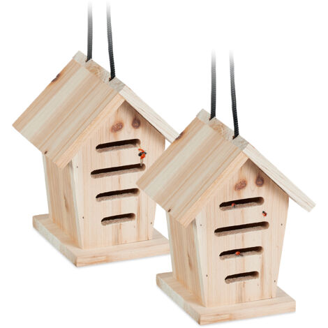 Relaxdays Ladybird House, Wood, HWD: 17.5 x 14.5 x 12 cm, Weatherproof ...