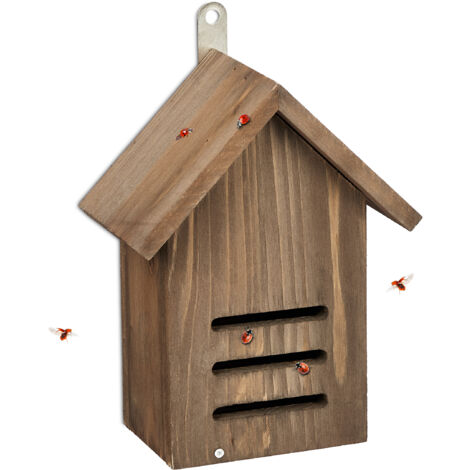 Relaxdays Ladybird House, Garden Insect Hotel, for Hanging, Untreated ...