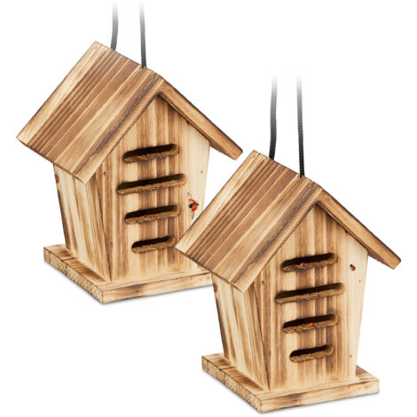 Relaxdays Ladybird House, Wood, HWD: 17.5 x 14.5 x 12 cm, Weatherproof ...