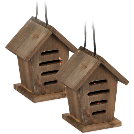 Relaxdays Ladybird House, Wood, HxWxD: 17.5 x 14.5 x 12 cm ...
