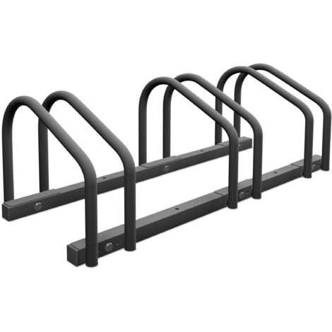 Relaxdays Floor Bike Rack, for 3 Bicycles, Wheel Width up to 60mm ...