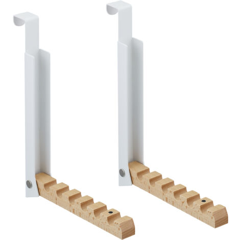 Relaxdays Folding Hook, Set of 2, for Hanging on Doors, 6 Coat Hangers ...