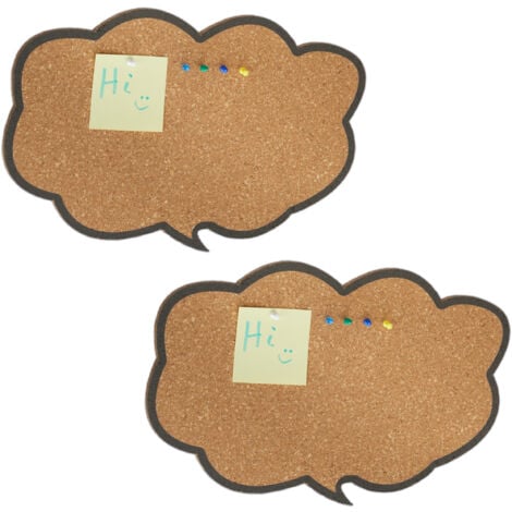 Relaxdays Cork Board, Set of 2, Office Pinboard, Thought Cloud Shape ...