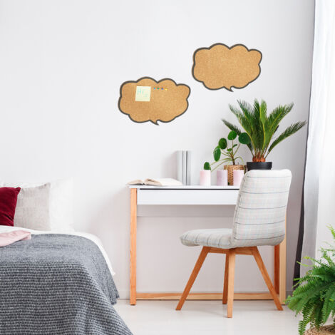 Relaxdays Cork Board, Set of 2, Office Pinboard, Thought Cloud Shape ...
