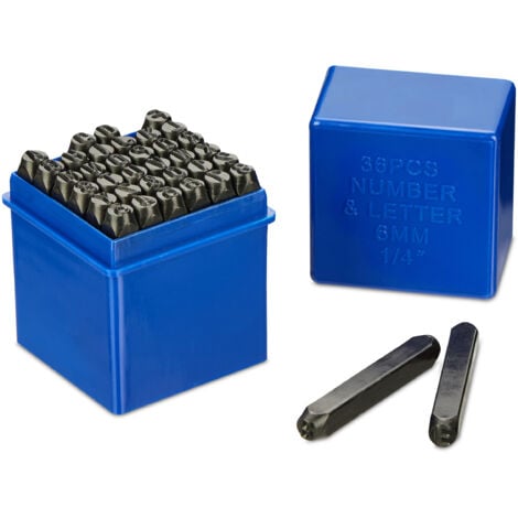 Relaxdays Alphabet Stamp Set, Punch Letter, 36-piece, 6 mm, Leather and ...