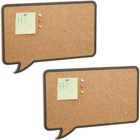 Relaxdays Cork Board, Set of 2, Office Pinboard, Speech Bubble Shape ...